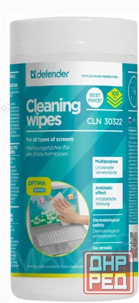 Влажные Салфетки Для Экрана Defender Multipurpose Cleaning Wipes Cln ...