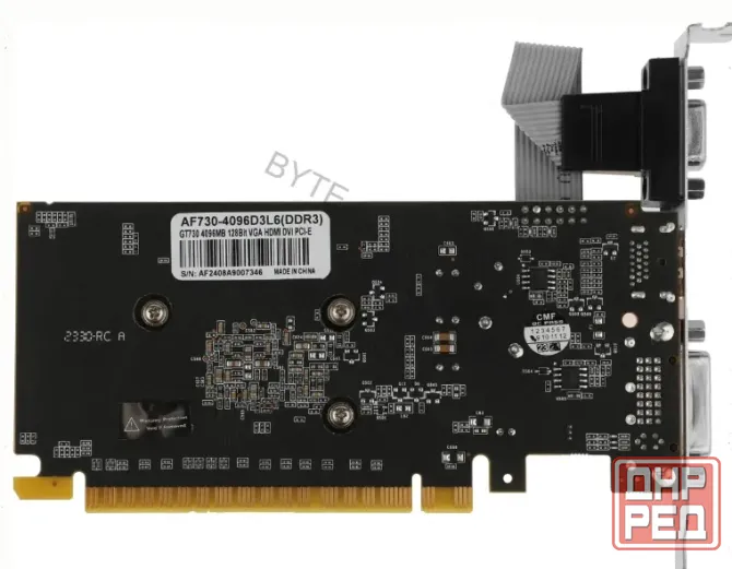 Видеокарта Afox Geforce gt 730 (af730-4096d3l6), 4 гб, Ddr3, 1333 Мгц ...